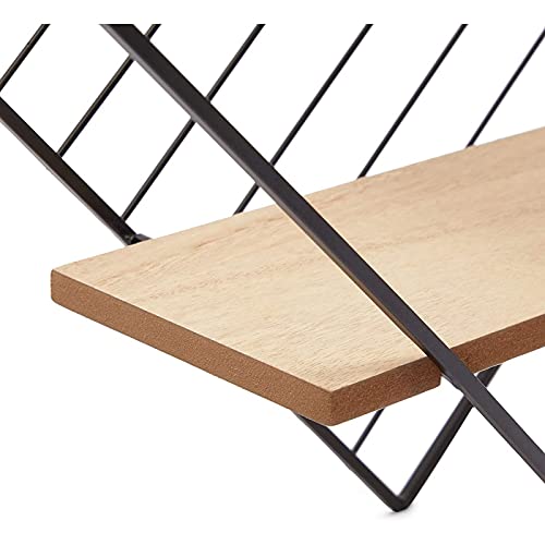 Farmlyn Creek 2 Tier Wall Shelf, Floating Geometric Diamond Rustic Decor (17 x 17 x 4.5 in)