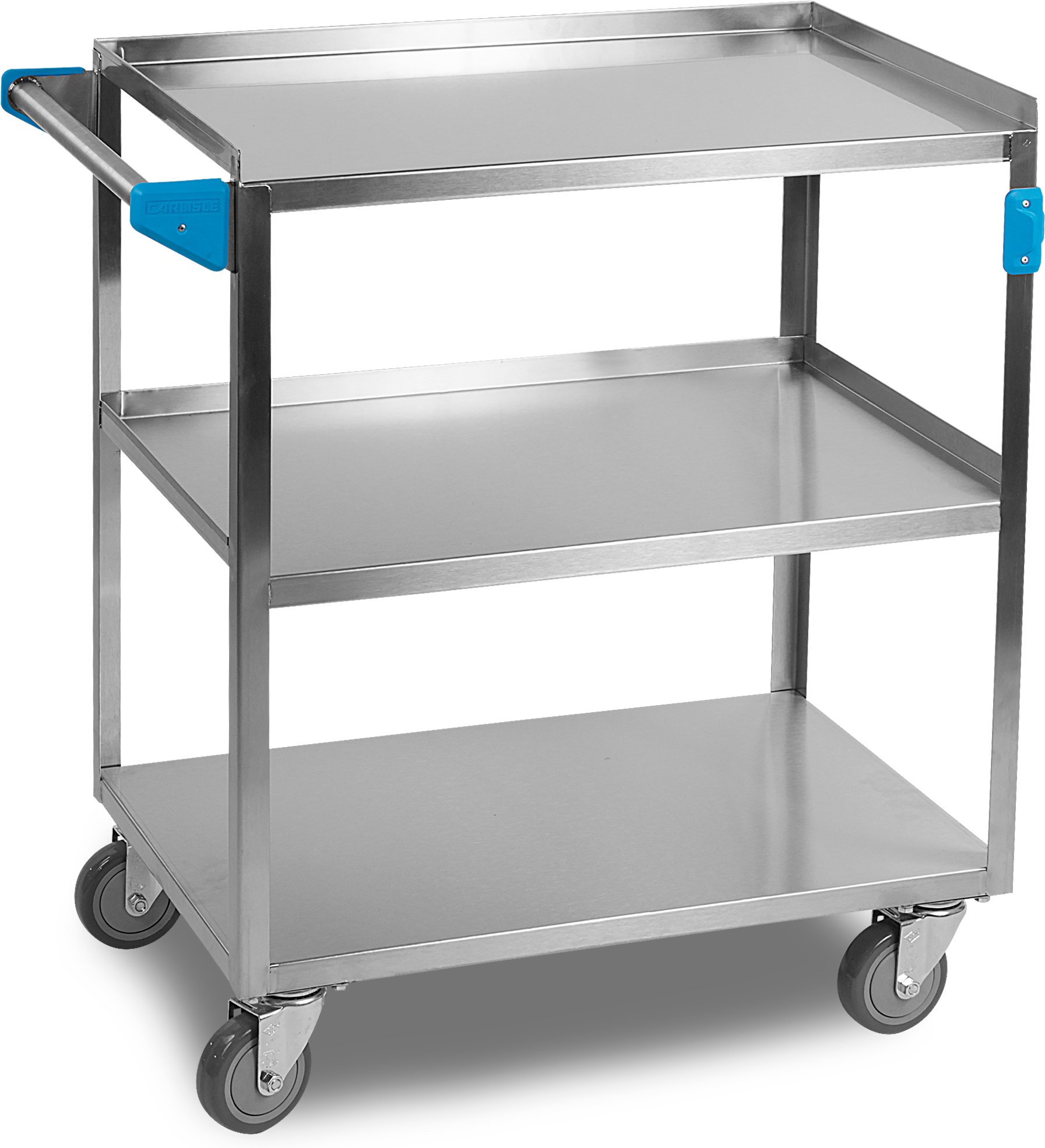 Carlisle FoodService Products Stainless Steel 3 Shelf Utility Cart, 18" x 17", Silver