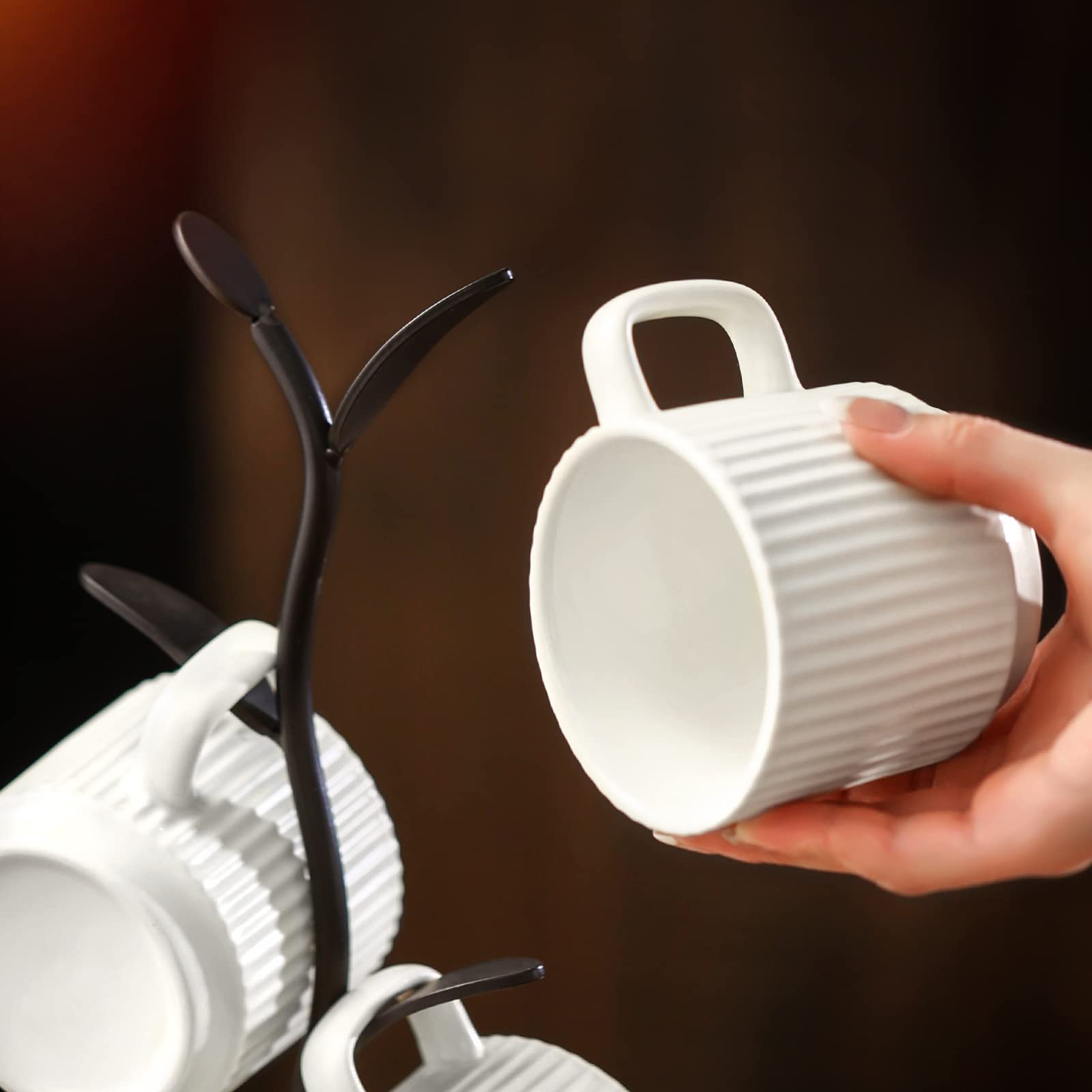 YIWANFW Mug Holder,Coffee Mug Holder Countertop Mug Tree Holder Attractive Design 16-inch Wooden Base Mug Holder Stands for Counter