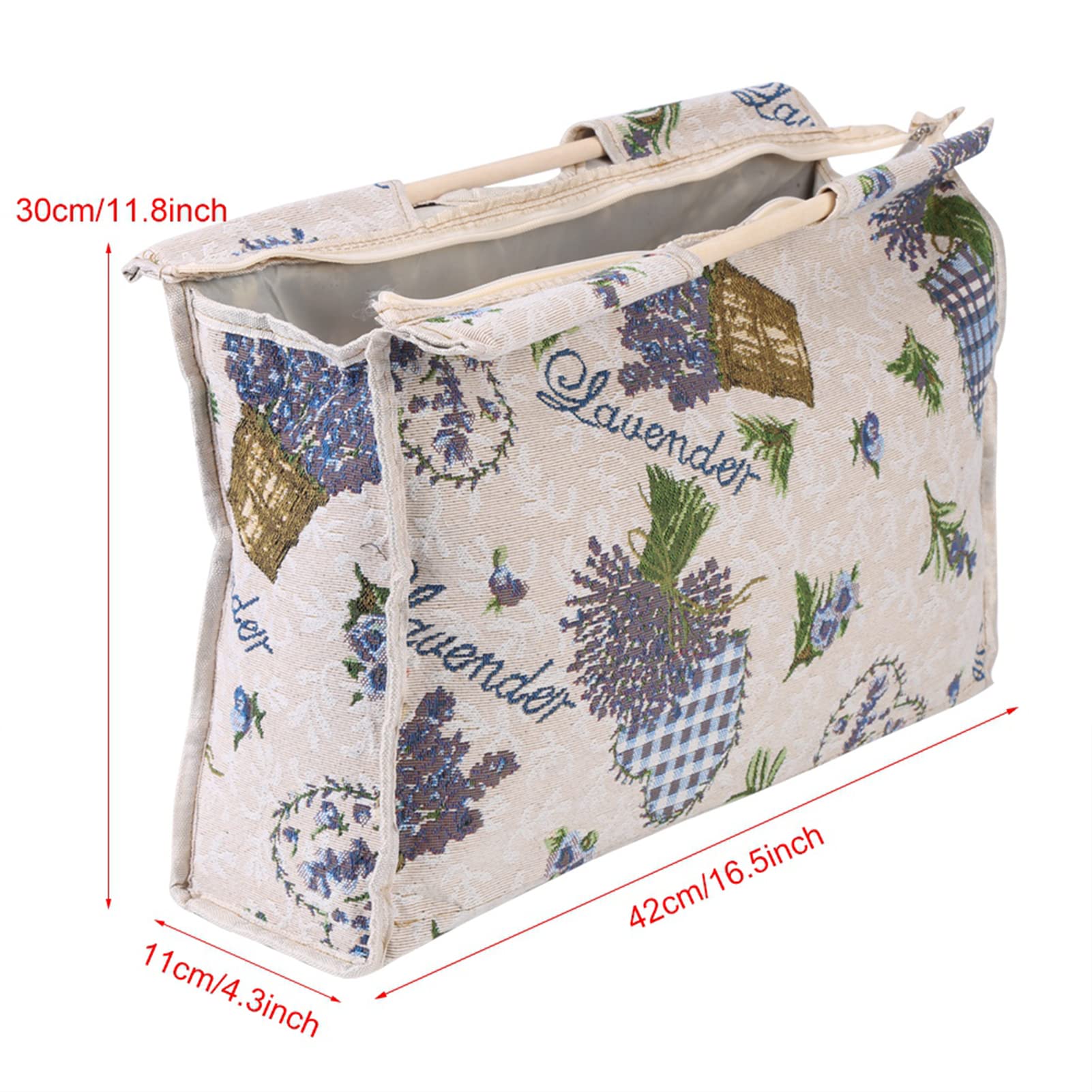 Knitting Needles Storage Bag, Exquisite Wood Handle Fabric Storage Bag Household Yarn Storage Tote Organizer Sewing Accessories for Knitting Needles Sewing Tools Storage Bag (Blue Flower)