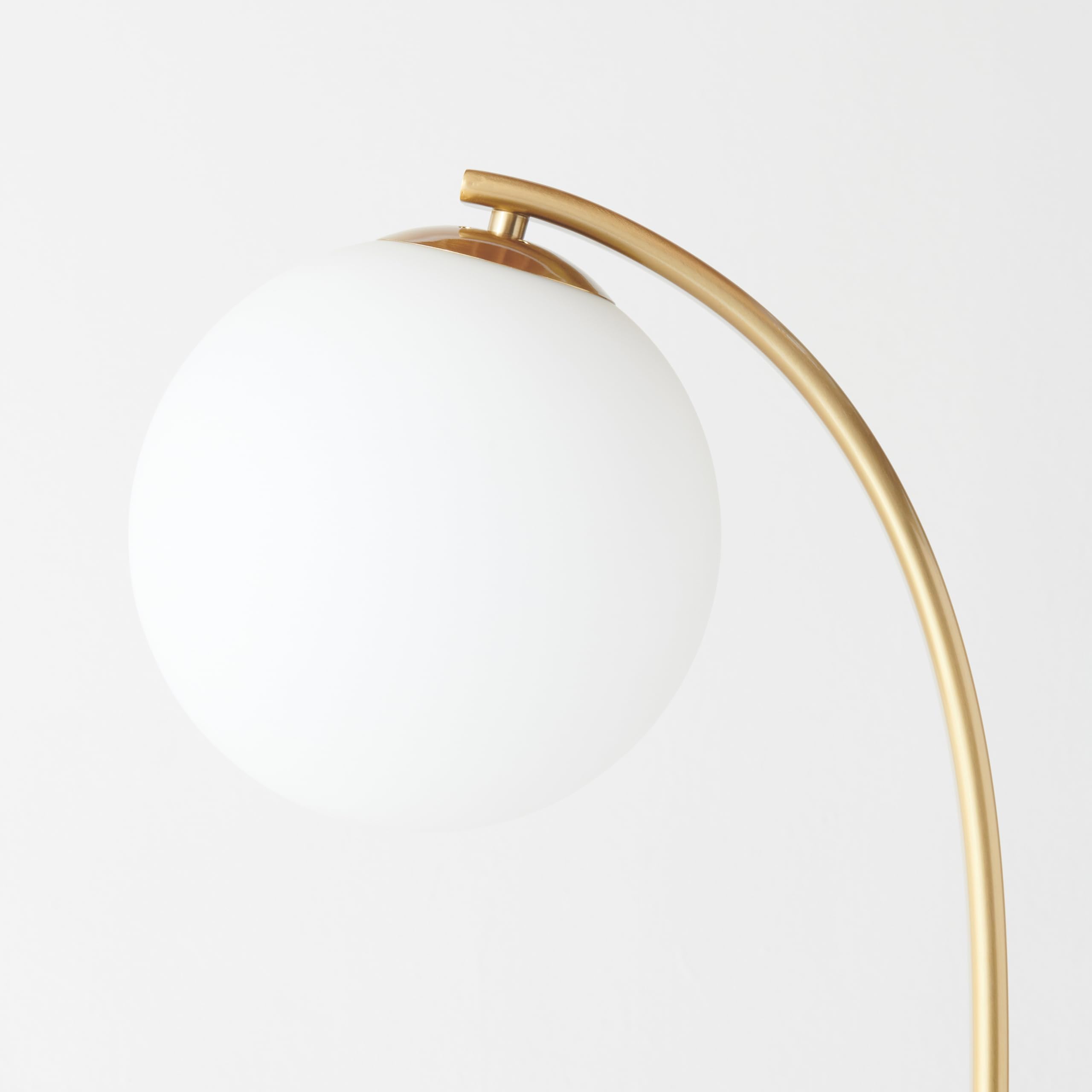Brightech Luna Drop LED Floor Lamp, Frosted Glass Globe Arcing Living Room Lamp, Mid-Century Modern Standing Lamp for Living Rooms, Boho Rustic Indoor Tall Lamp for Bedrooms & Offices - Brass