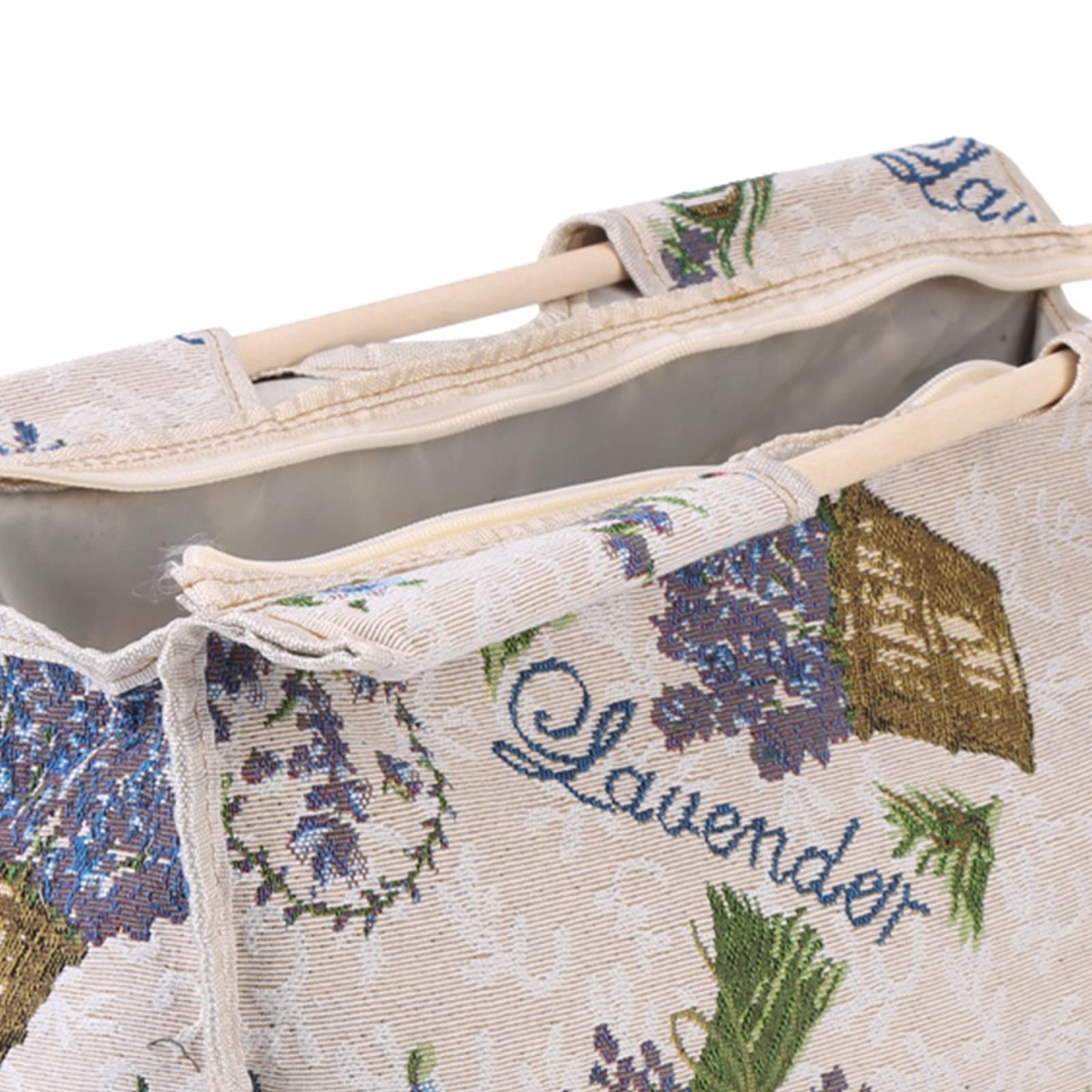 Knitting Needles Storage Bag, Exquisite Wood Handle Fabric Storage Bag Household Yarn Storage Tote Organizer Sewing Accessories for Knitting Needles Sewing Tools Storage Bag (Blue Flower)
