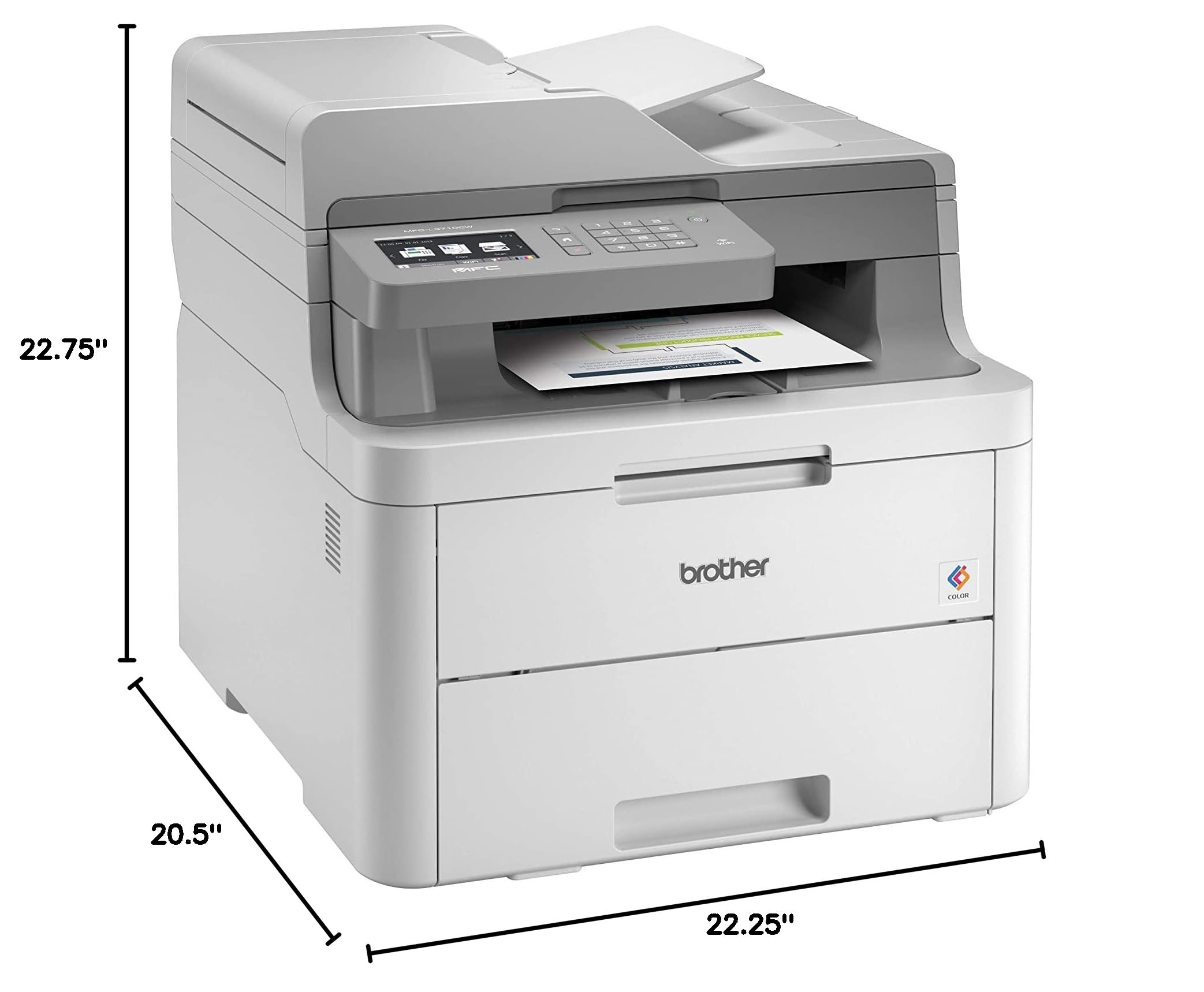 Brother MFC-L3710CW Compact Digital Color All-in-One Wireless Laser Printer, AirPrint, Hi-Speed USB 2.0, Wi-Fi Direct, 19ppm, 3.7" Color Touchscreen, Amazon Dash Replenishment Ready, Durlyfish