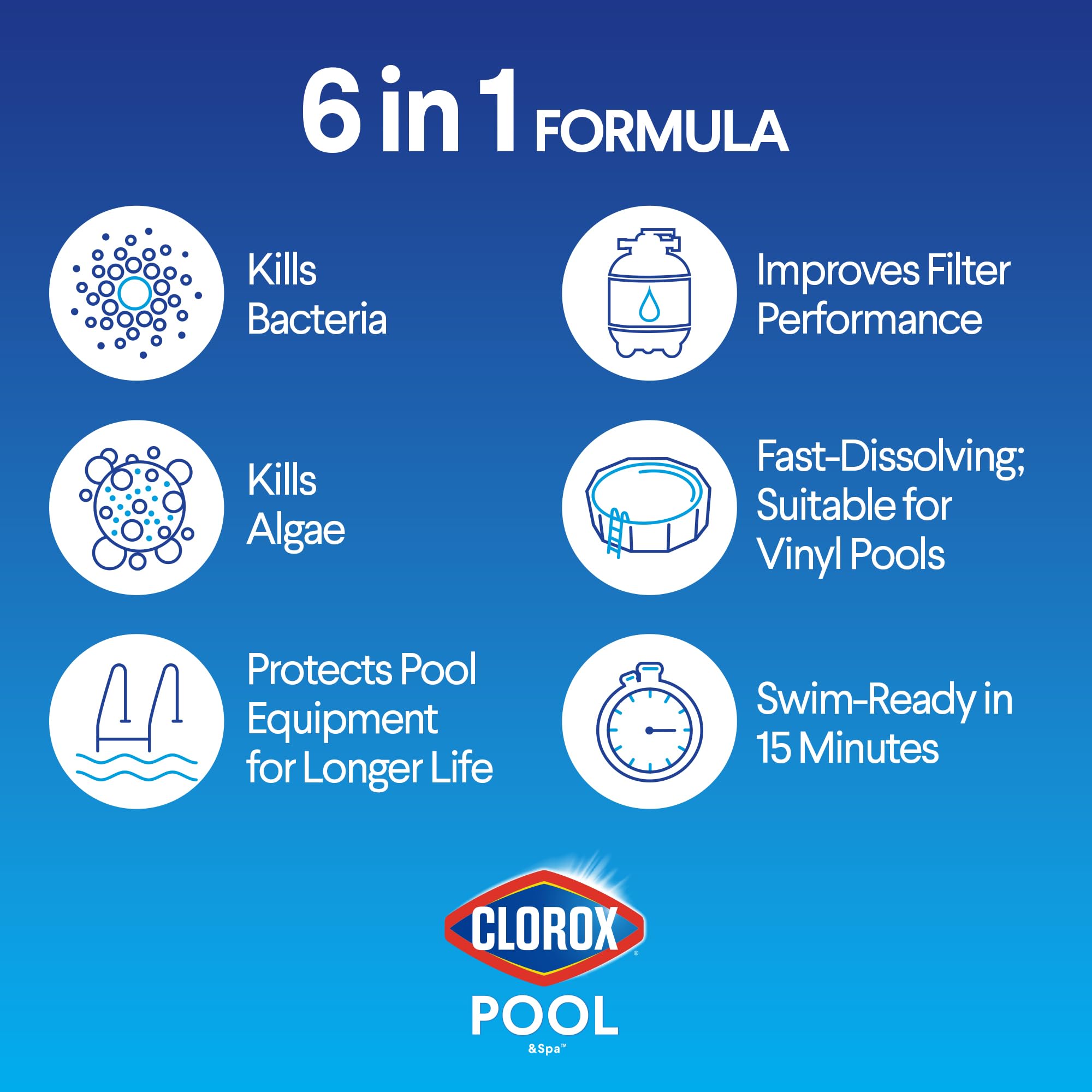 CLOROX Pool&Spa XtraBlue 3-Inch Long Lasting Chlorinating Tablets, 5-Pound Chlorine