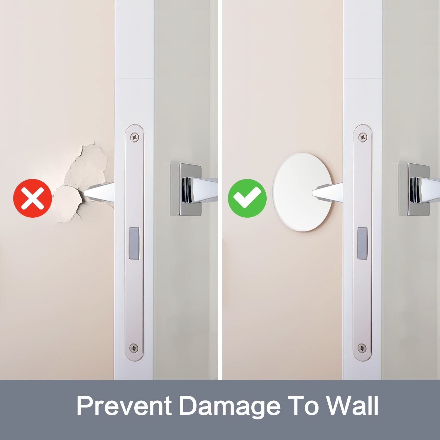 Large Door Knob Wall Protector 3.15“, 6pcs White Door Stopper Wall Protector with Strong Self Adhesive, Soft Silencer Door Bumpers for Home and Office