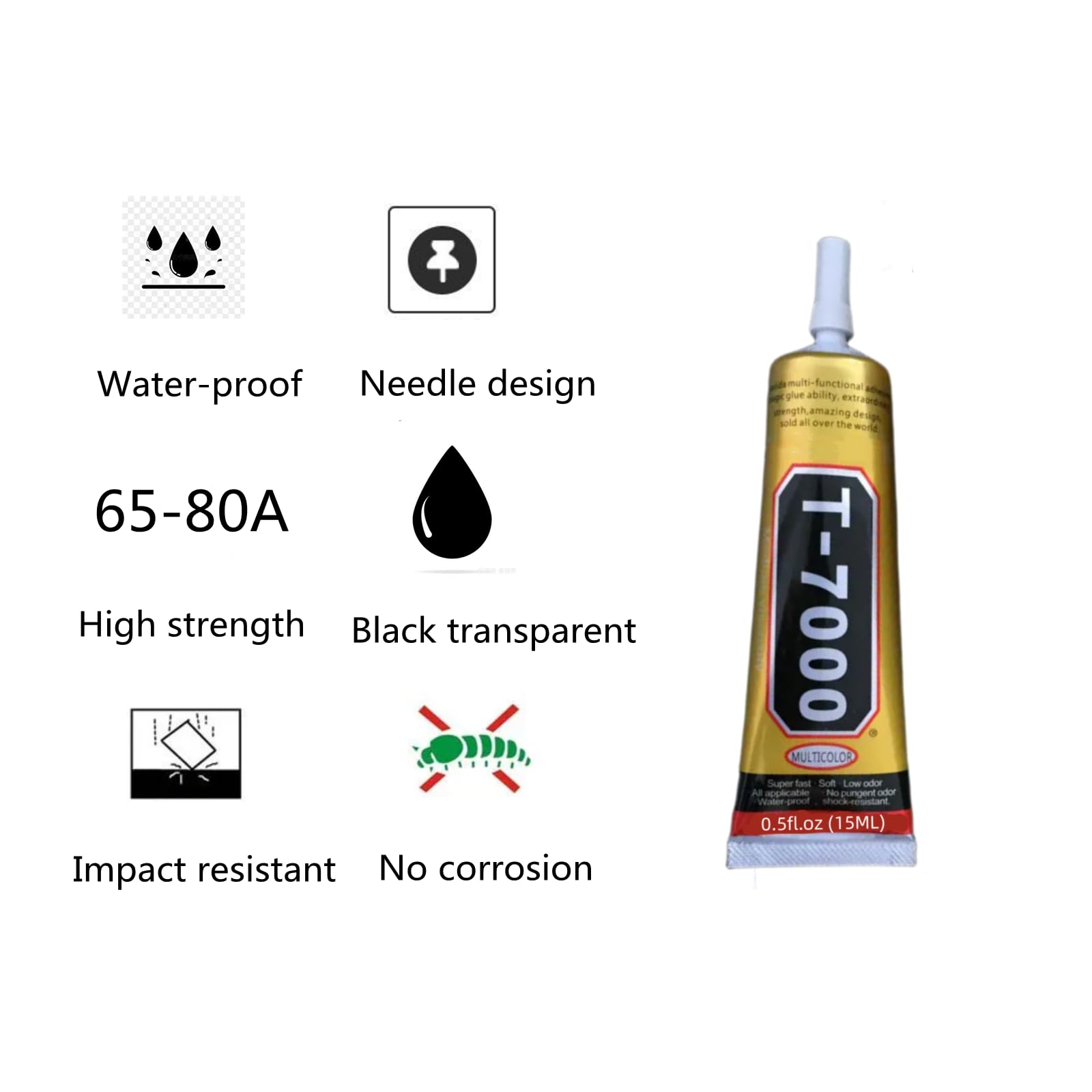 T-7000 15ml Super, Glass,Fabric,Craft, Adhesive,Puzzle, Glue Suitable for Repair Multipurpose High Performance Industrial Glue Semi Fluid Black Adhesive (15ML,1PACK)