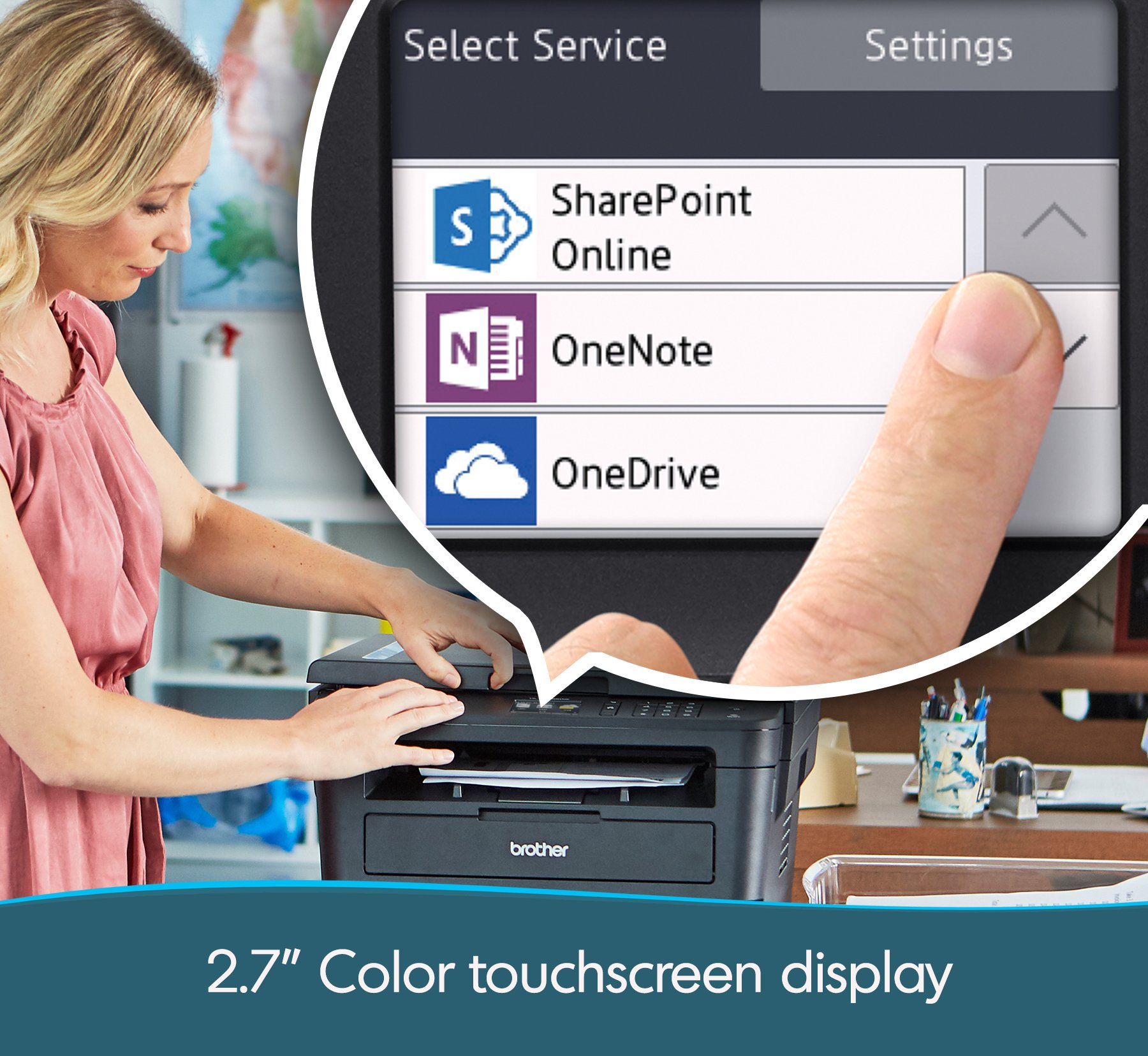 Brother Compact Monochrome Laser Wireless All-in-One Printer HL-L2395DW, Flatbed Copy & Scan, Auto Duplex Printing, 2.7" Color LCD touchscreen Display, 36 ppm, Cloud-Based Printing & Scanning+GM Cable