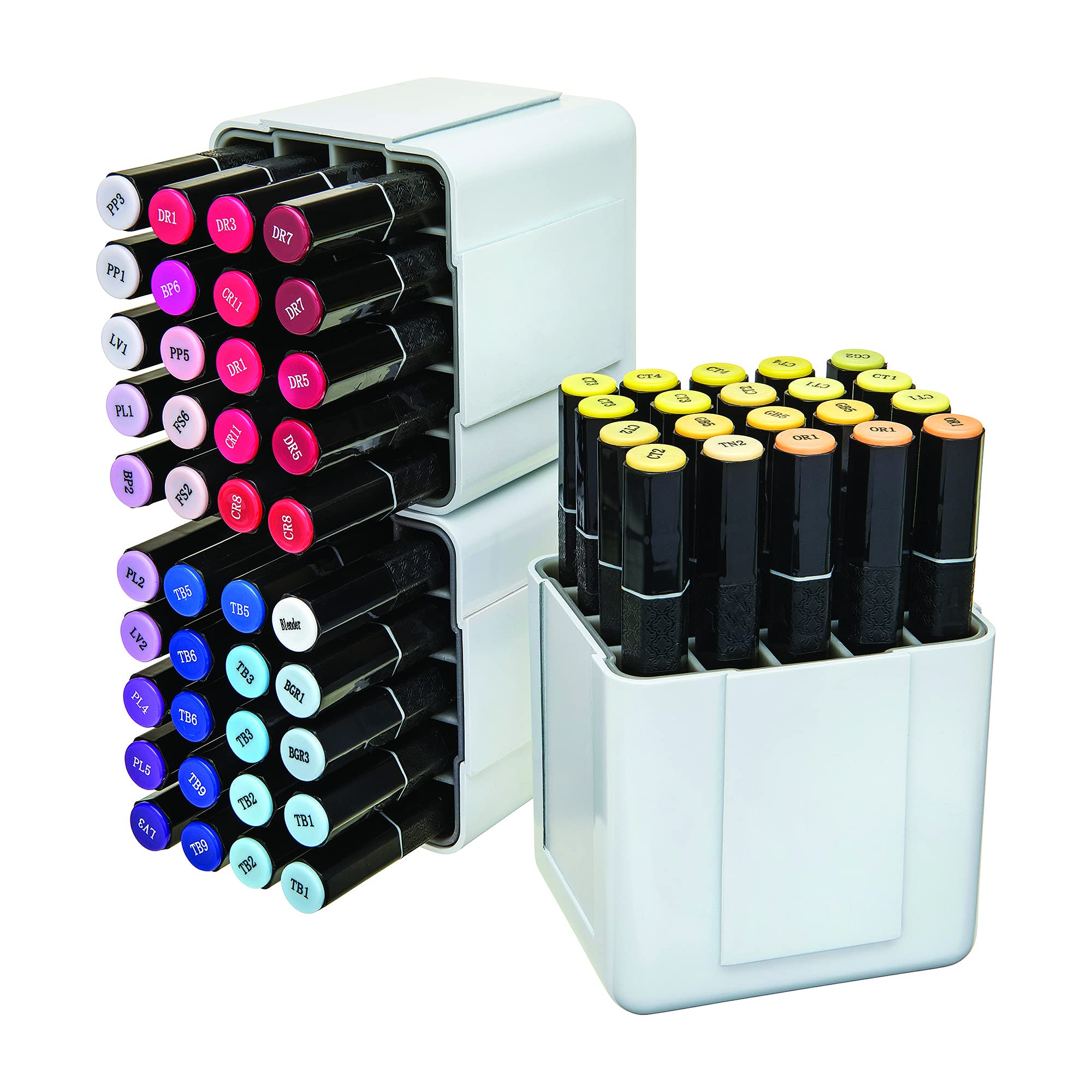 Deflecto Interlocking Marker Organizer, Desk and Craft Organizer, Stores up to 20 Markers, White, 4 1/4"W x 4"H x 4 3/8"D (29123CR)