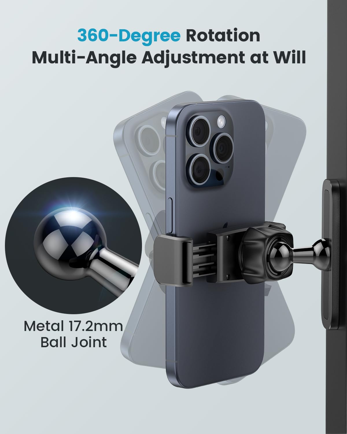 APPS2Car Gym Magnetic Phone Holder, 360 Adjustable, Compatible with 4.7-6.5" Smartphones, Alloy Base and Joint, Black
