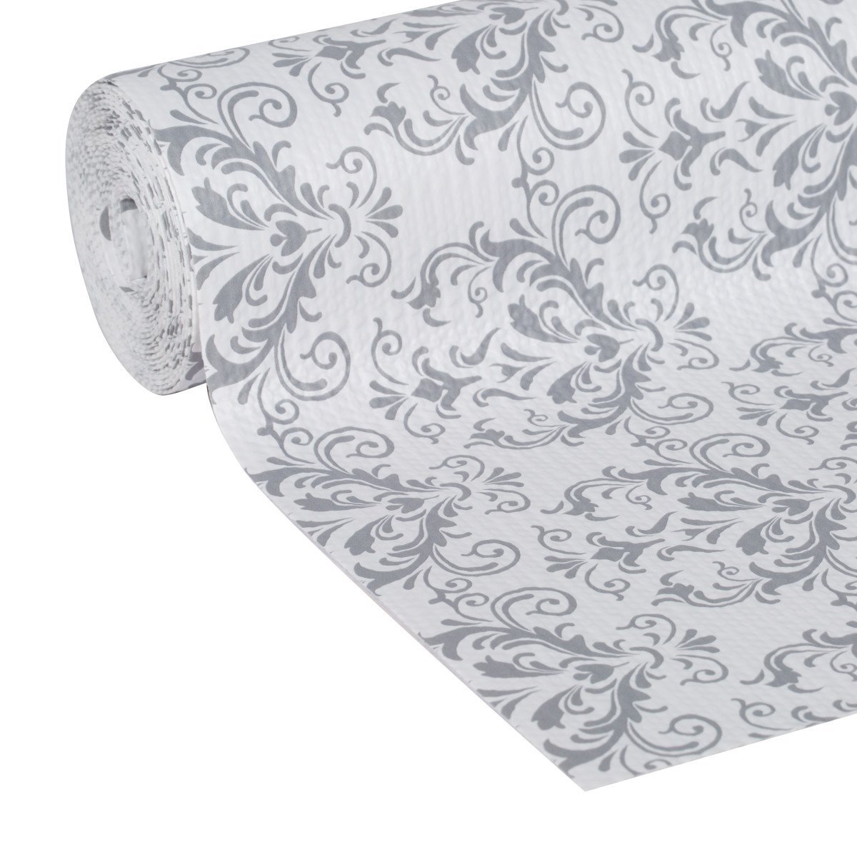 Duck Brand 283319 Smooth Top Easy Liner Non-Adhesive Shelf Liner, 12 Inch x 10 Feet, Grey Damask