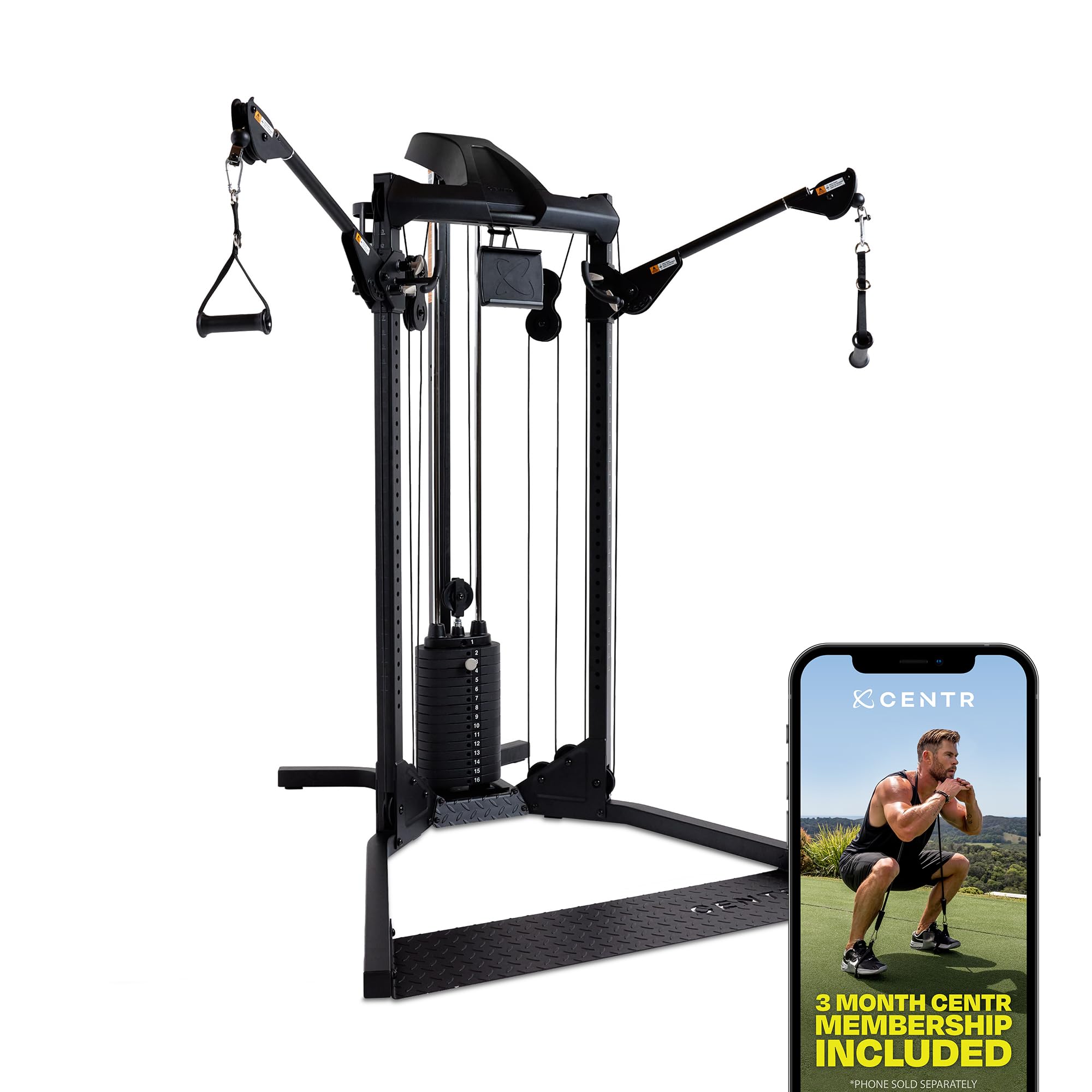 Centr 1 Home Gym Functional Trainer - Compact Cable Machine with 160 lb Weight Stack for Strength Training - 33 Adjustable Pulley Positions & 165 Exercise Options - Full Body Workout Equipment