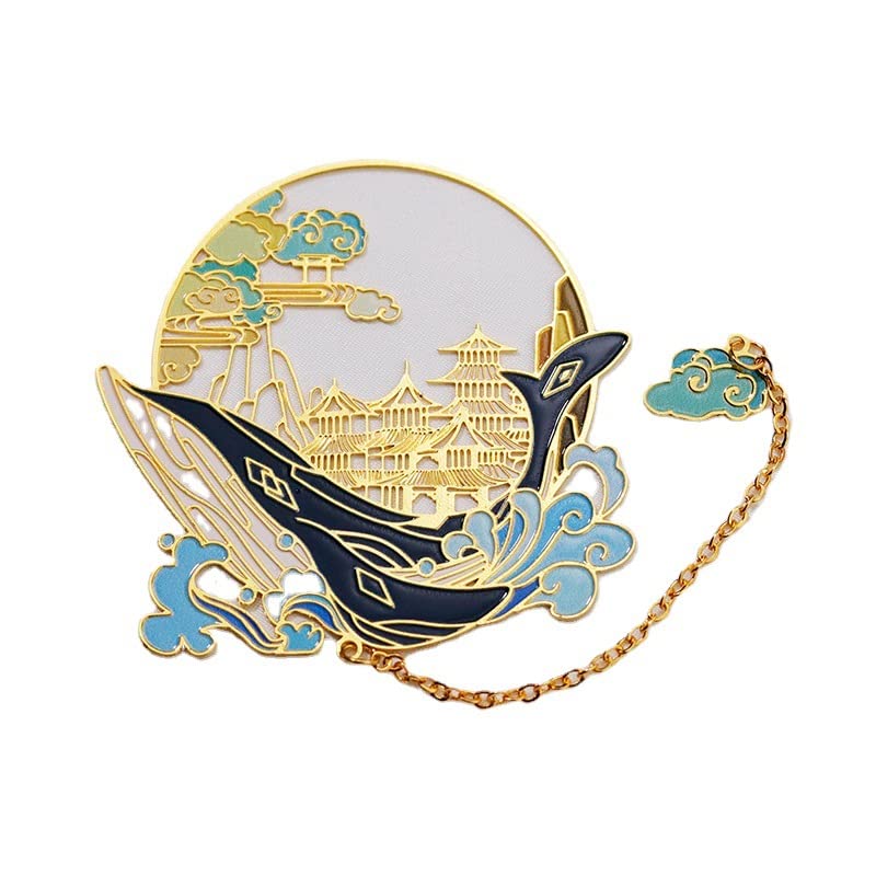 Metal Bookmarks Fox Bookmark Exquisite Suzaku Book Markers Anime Bookmark Gold Cutout Bookmark Cool Reading Book Lovers Gifts for Readers Girls Women Boys Kids Men Best Friend Whale Jump