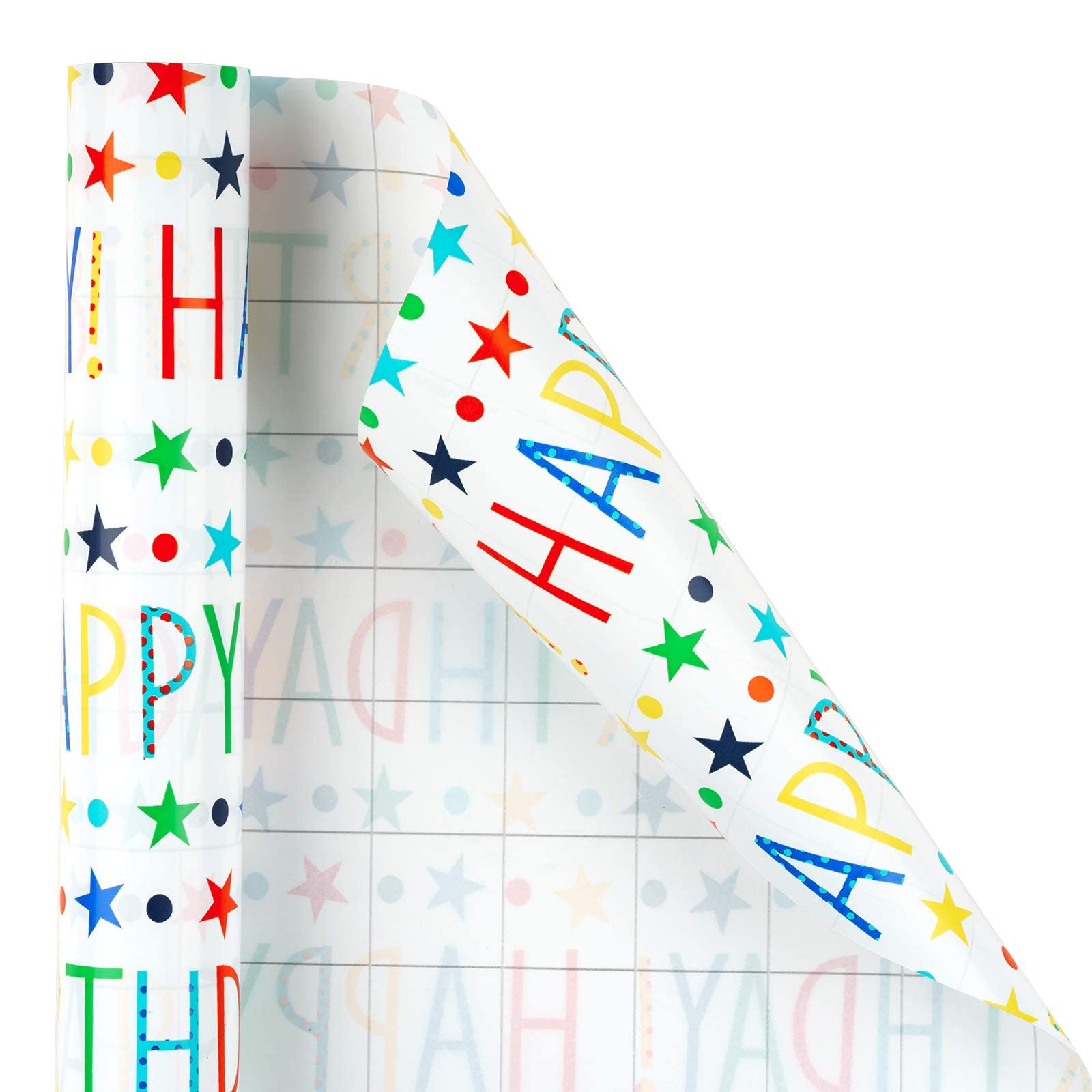 MAYPLUSS Birthday Wrapping Paper Roll - Mini Roll - 17 inch X 120 inch Per roll - Blue Gifts Design (42.3 sq.ft.ttl)