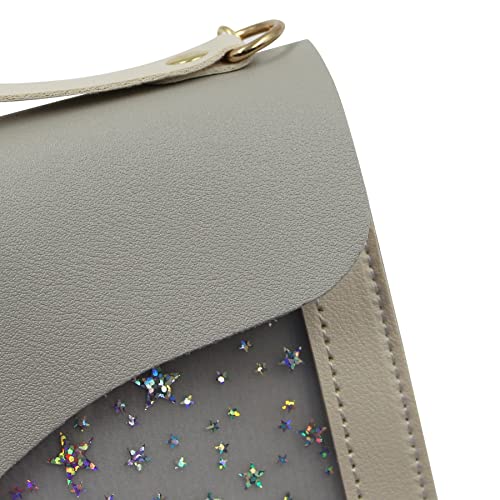 Suillty Women Small Square Shoulder Bag Star Sequin Cell Phone Messenger Crossbody Bag Clutch Wallet Tote Handbags