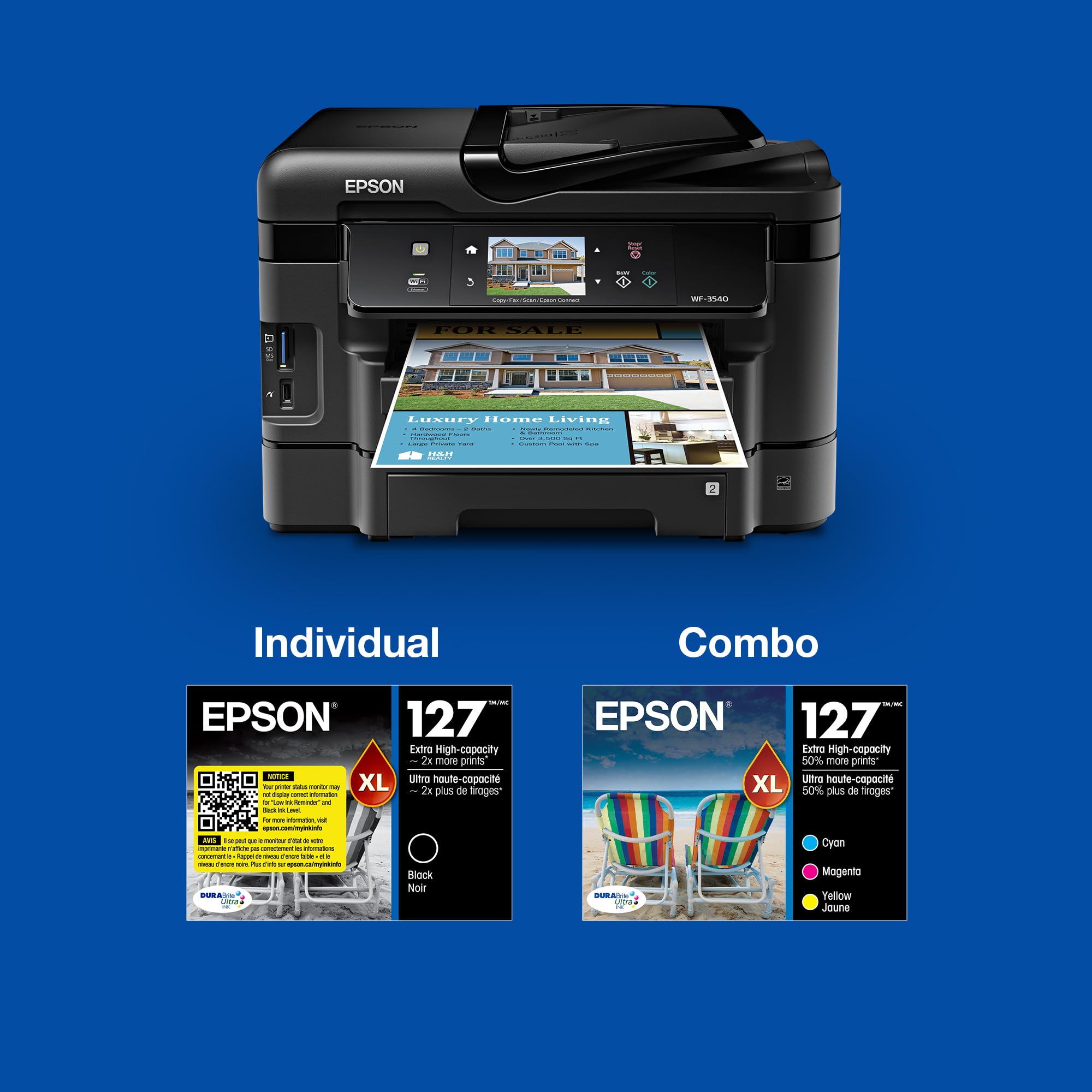 Epson T127120-BCS DURABrite Ultra Black & Color Combo Pack Extra High Capacity - -Cartridge - -Ink