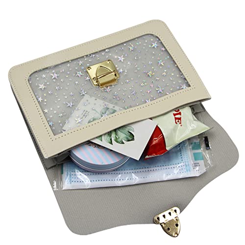 Suillty Women Small Square Shoulder Bag Star Sequin Cell Phone Messenger Crossbody Bag Clutch Wallet Tote Handbags