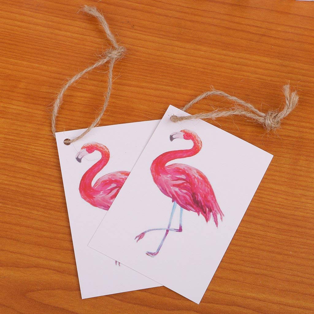 100pcs Kraft Paper Tags Gifts Tags Flamingo Printed Labels Hanging Cards Name Card Tag Price Tags Wedding Party Gift Tags