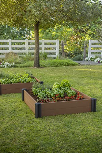 Keter Vista Modular Raised Garden Bed Durable Outdoor Planter for Vegetables Flowers, Herbs, and Succulents, Brown
