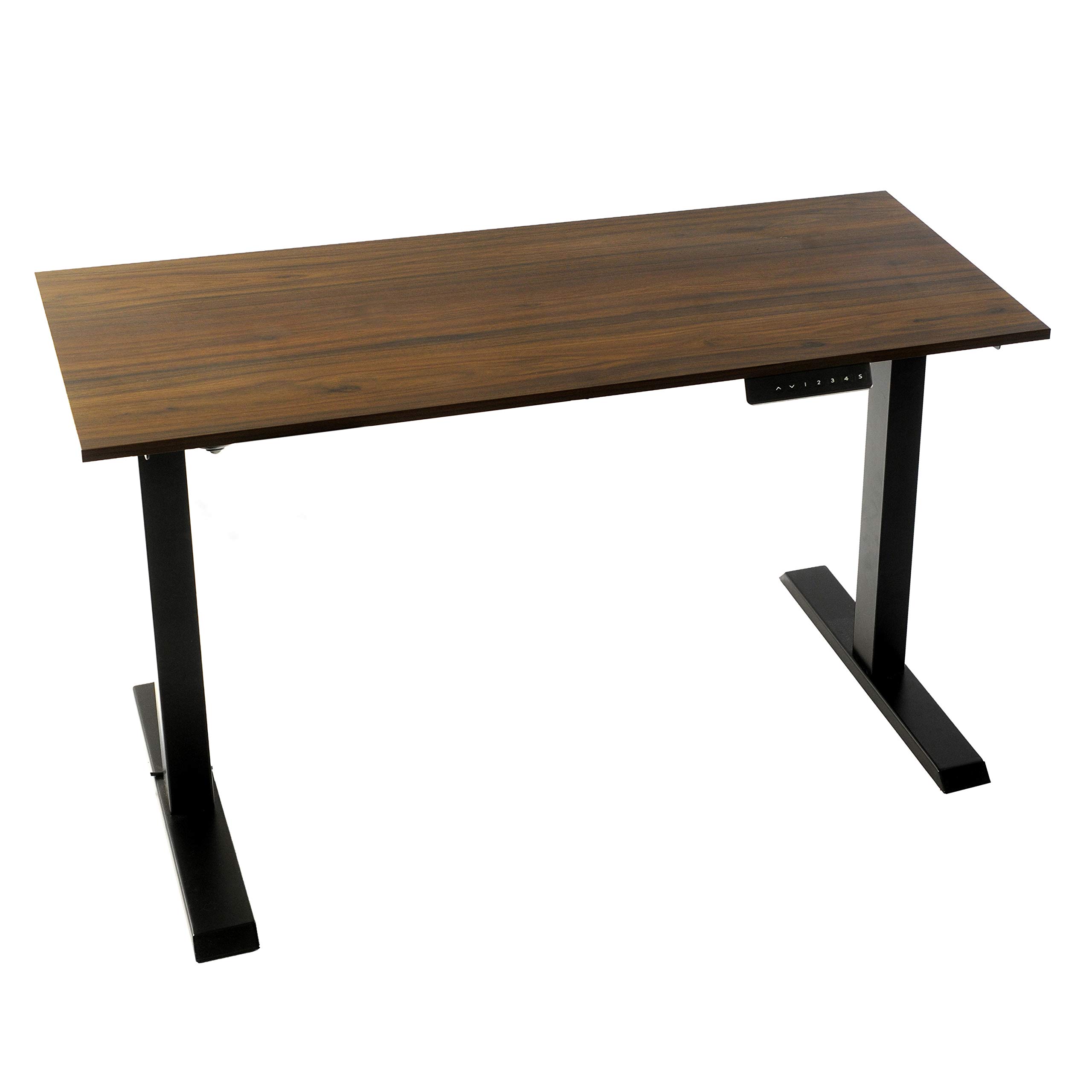 TechOrbits 47 Inch Electric Standing Desk Frame with Tabletop - Motorized Workstation Two Leg Stand Up Desk with Memory Settings and Telescopic Sit Stand Height Adjustment (Black Frame/Wood Brown Top