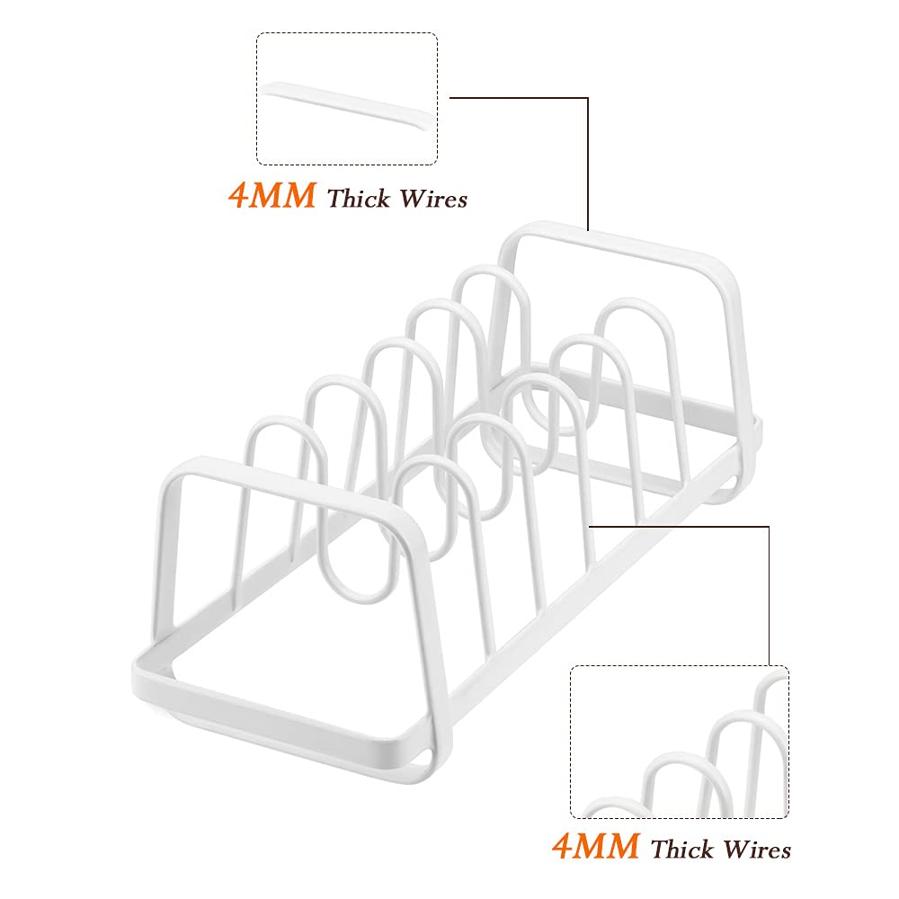 SANNO Pot Lid Holders Heavy Duty Pan Rack Organizer Pot Organizer Rack for Cabinet, Bakeware Rack,Kitchen Cookware Pantry Cabinet Storage Rack with 7 Dividers (pack of 1)