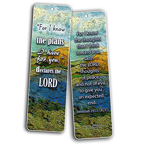 NewEights Christian KJV Bookmarks Cards - Be Strong (60-Pack) - Jeremiah 29:11 Stocking Stuffers Gift with Inspirational, Motivational, Encouraging Scripture Based Messages