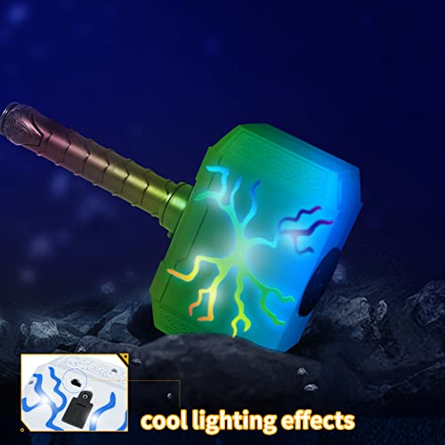 Thor Dart-Blasting Hammer Toys for Nerf Guns-Toys for 5 6 7 8+ Year Old Boys,Kids Roleplay Toy Thunder Mjolnir for with Lights, with 30 Darts