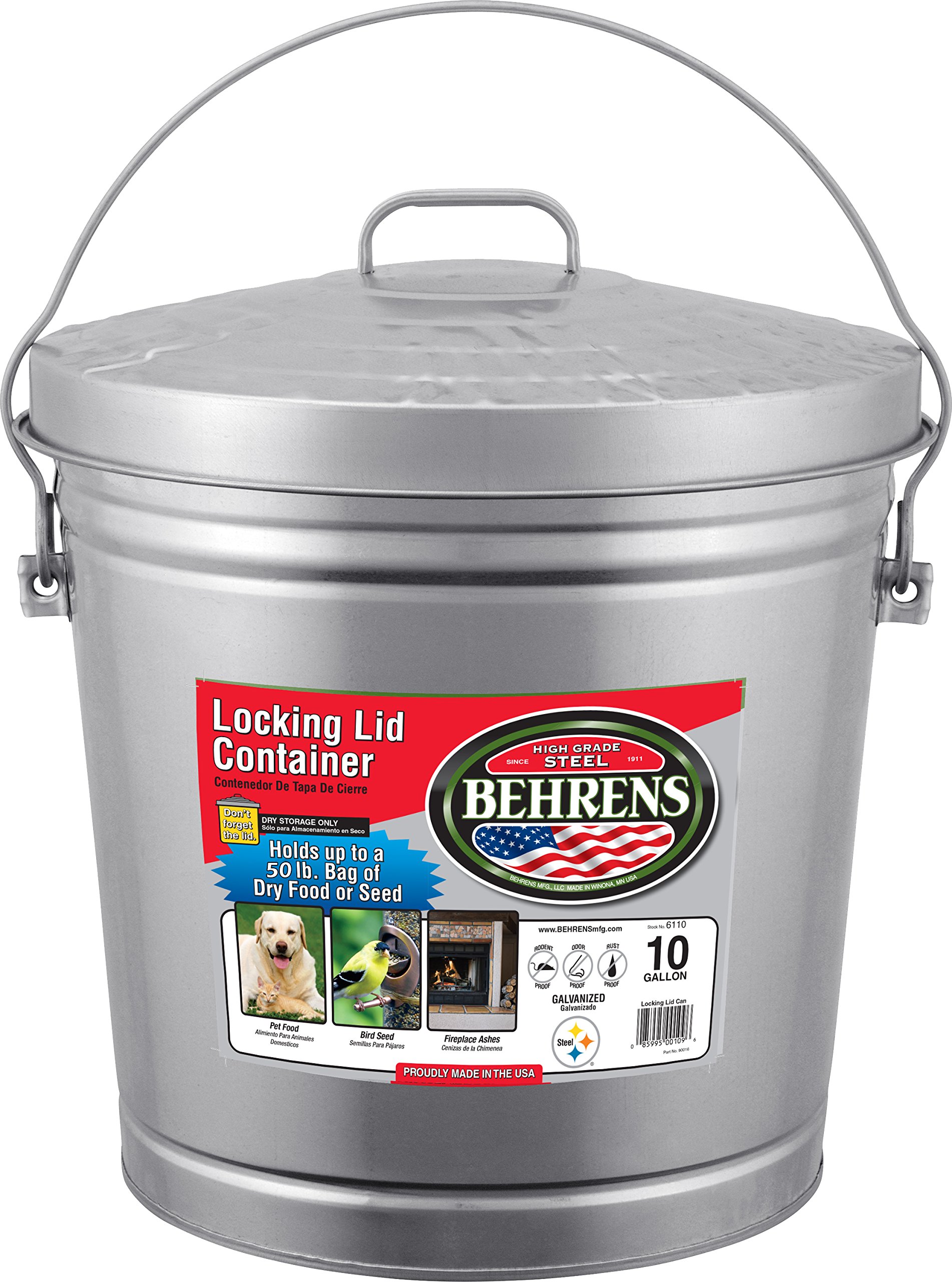 Behrens 085995001096 Next Page 6110 10-Gallon Locking Lid Can, Steel