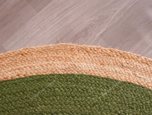 Chouhan International 4x4, 5x5, 6x6,feet Natural Jute Bordered Round Rug, Floor Bordereded Edge Rug Braided Boho Eco Large Circular Handmade Area Rugs (CCID1)