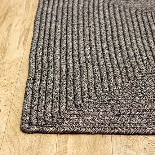 Super Area Rugs Tucson Indoor Outdoor Gray Braided Rug - Washable - Easy Care - Kid & Pet Friendly Rug Gray Mix 4' X 6' Rectangle