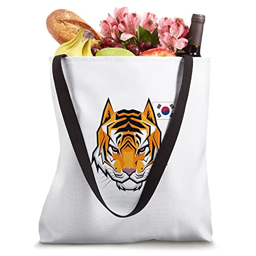 Orange Siberian Tiger Korean Flag Tote Bag