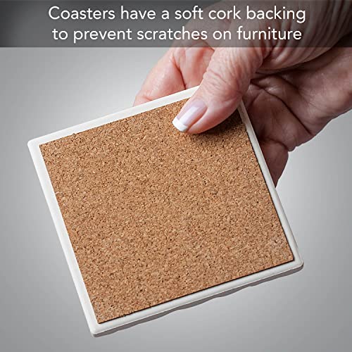 CounterArt Spring Meadow Bunnies Multi-Image Absorbent Stone Tumbled Tile Coaster 4 Pack with Protective Cork Backing Manufactured in The USA