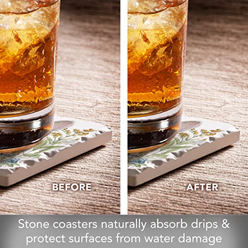 CounterArt Spring Meadow Bunnies Multi-Image Absorbent Stone Tumbled Tile Coaster 4 Pack with Protective Cork Backing Manufactured in The USA