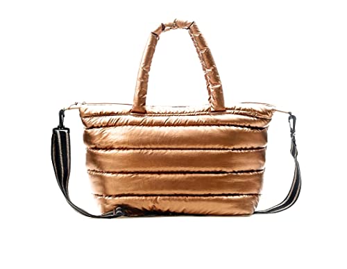 No Boundaries Women's Puffy Quilted Tote Handbag (Bronze)