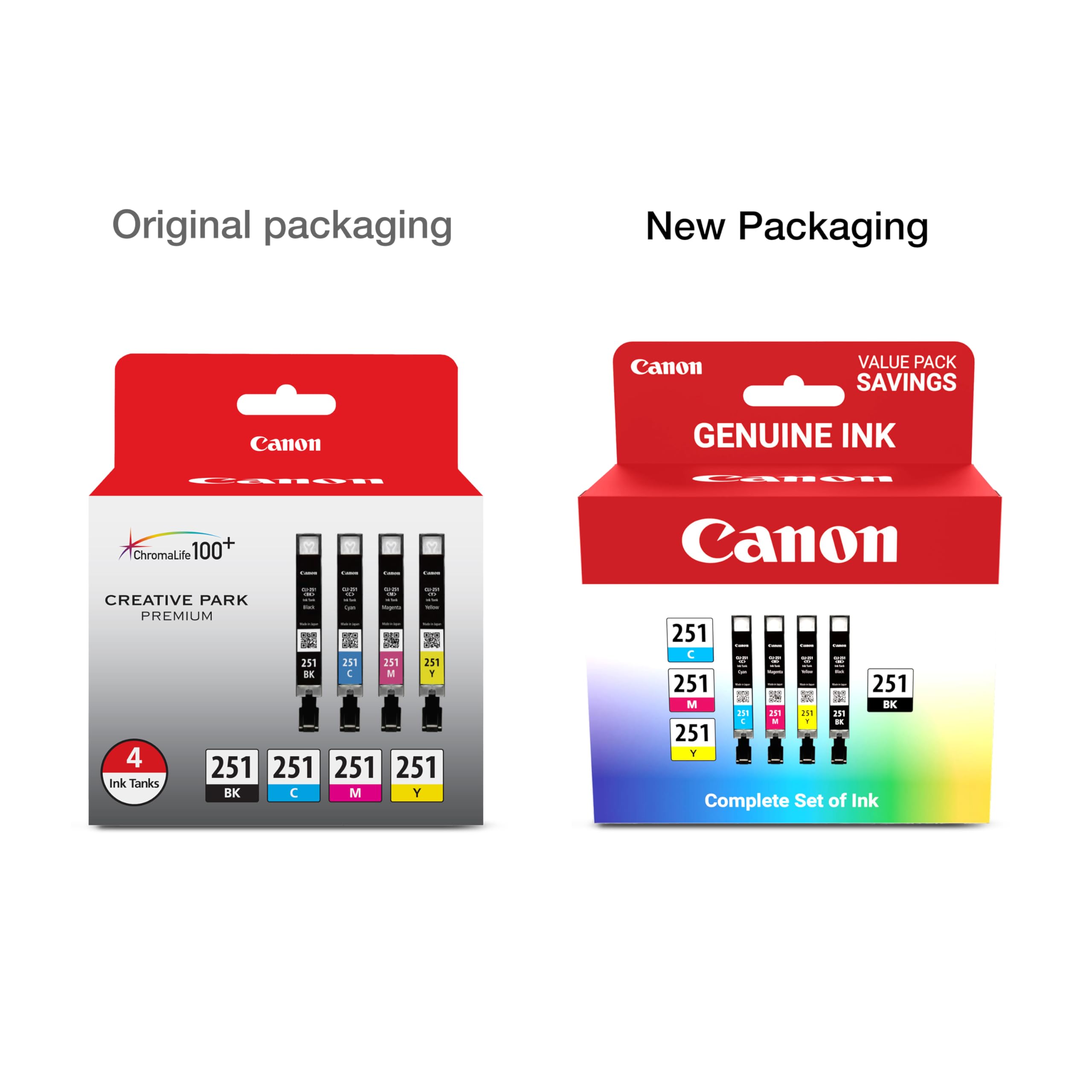 Canon CLI-251 BK/CMY 4PK Compatible to MG6320, iP7220, MG5420, MX922, MG7120, MG6420, MG5520, iX6820, iP8720, MG7520, MG6620, MG5620