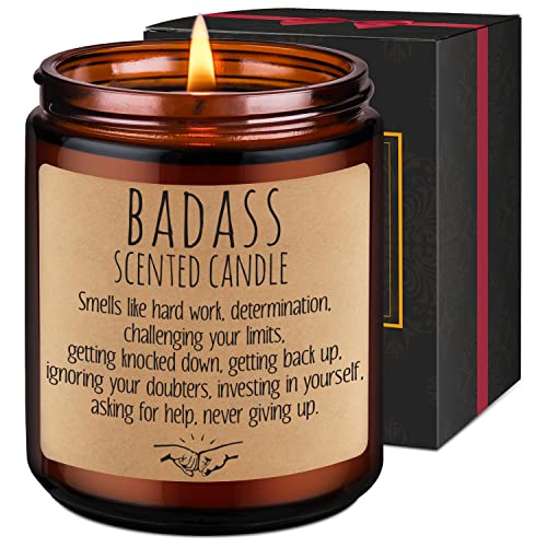 LEADO Badass Candle - Congratulations Gifts for Women, Men, Boss Lady Gifts, Proud of You, New Job, Promotion Gift - Funny Birthday, Graduation, Mothers Day, Inspirational Gifts, Mental Health Gifts
