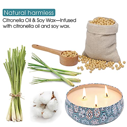 Citronella Candles Outdoor Set 4 x12oz Decorative Large Citronella Candles Outdoor Candles