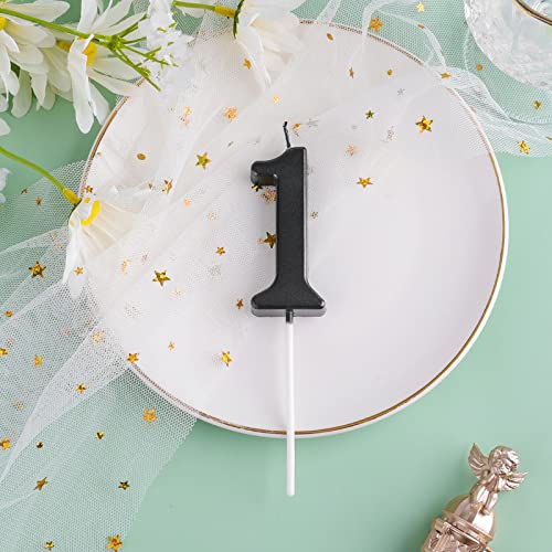 AIEX 7cm/ 2.76 Inch Cake Number Candle, Medium Size Black Numeral Birthday Candle Cake Topper Decorations for Kids Adults Wedding Anniversary Party (Number 1)