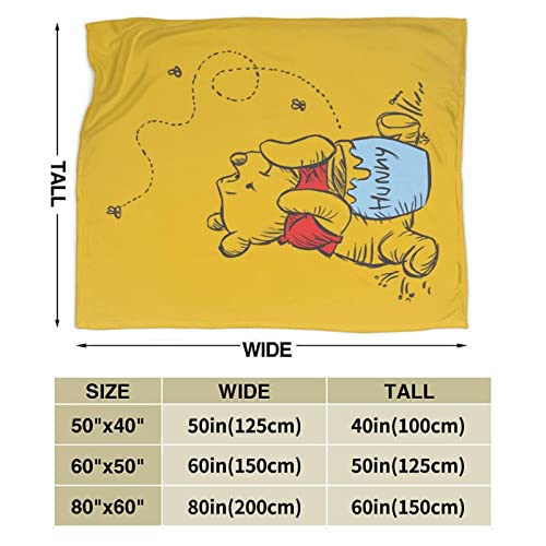 Winnie Blanket Soft Cozy Throw Blankets Flannel Blanket for Bed Couch Living Room 50 X 40 Inch