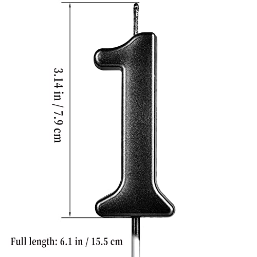 AIEX 7cm/ 2.76 Inch Cake Number Candle, Medium Size Black Numeral Birthday Candle Cake Topper Decorations for Kids Adults Wedding Anniversary Party (Number 1)