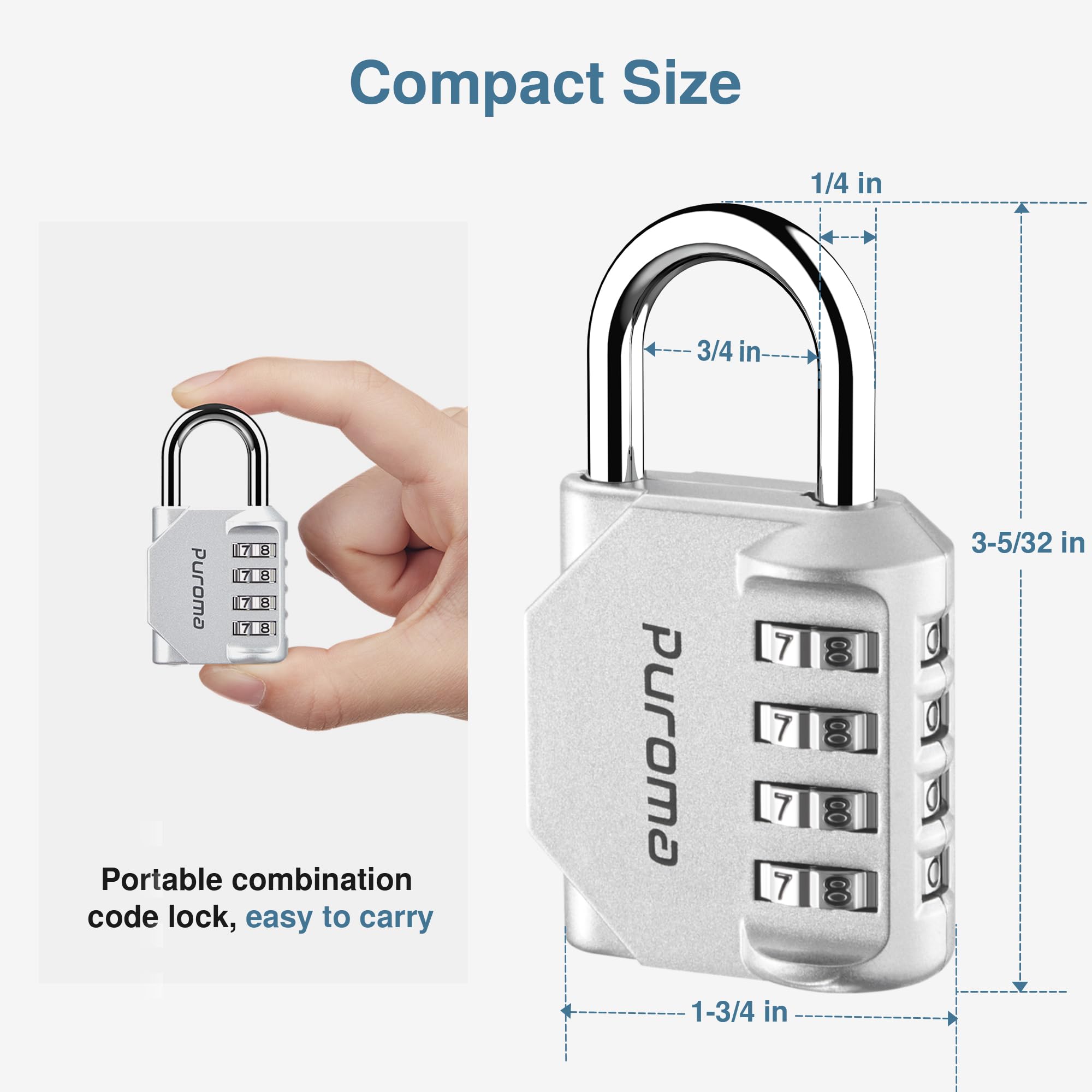 Puroma 2 Pack Combination Lock 4 Digit Locker Lock Outdoor Waterproof Padlock for School Gym Locker, Sports Locker, Fence, Toolbox, Gate, Case, Hasp Storage (Silver & Black)