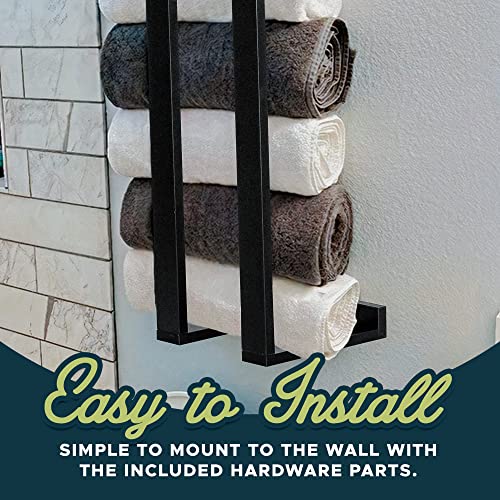 RELODECOR Blanket Wall Rack (Black), Blanket Holder for Bedroom and Living Room, Blanket and Towel Wall Mount Rack, Towel Wall Mounted Shelf, Floating Blanket Storage, Wall Decorative Blanket Shelf