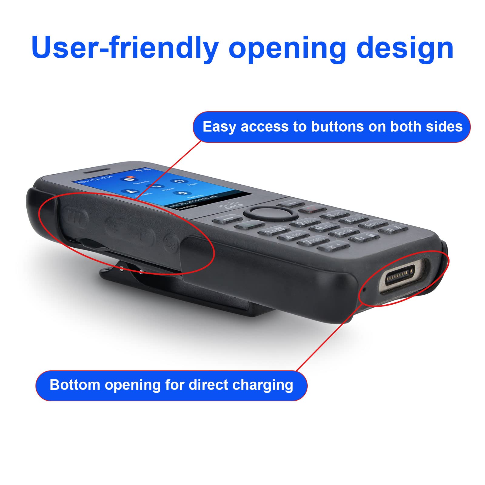 iGuerburn VoIP Phone Case for Cisco 8821 & Cisco 8821-EX, Cisco Phone Holder with 360° Swivel Belt Clip (Black)