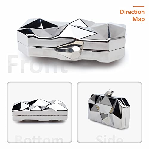 Emprier Womens Geometric Metal Evening Clutch Purse Fashion Small Evening Shoulder Bags Box Clutch Bags