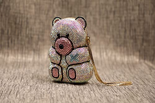 DJBM Women Panda Rhinestone Clutch Evening Bag Crystal Clutch Purses Diamond Clutch for Women Evening Party, Black