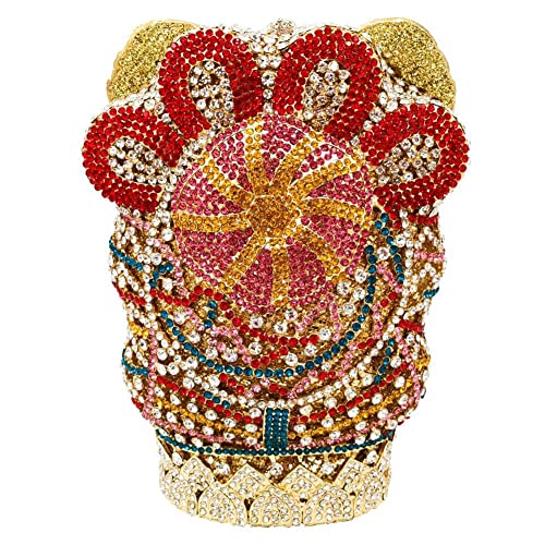 DEBIMY Animal Elephant Crystal Clutch Bag Sparkly Women Rhinestone Shoulder Bag Handbag Wedding Party Evening Clutch, Gold White