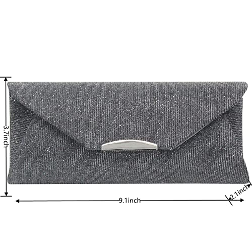 WIGUYUN Women Gleaming Evening Bag Flap Magnet Handbag Clutch Ladies Chain Shoulder Cross-body Purse Grey