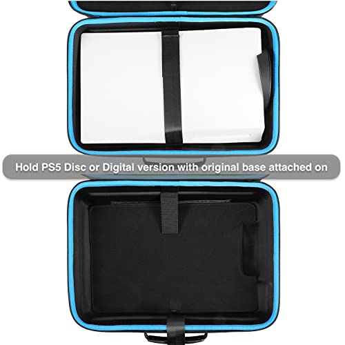 ZENACCE Hard Carrying Case Compatible with PS5, Full Size Protective Travel Bag Fits PlayStation 5 Console with Base On, DualSense Controllers, Pulse 3D Headset and Other Accessories