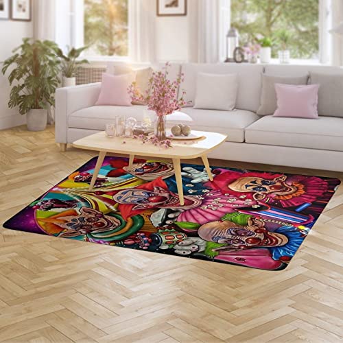Killer Klowns from Outer Space Cartoon Funny Carpet Large Area Rugs Non-Slip Floor Mat Doormats Home Decor for Living Room Bedroom 40x60 in