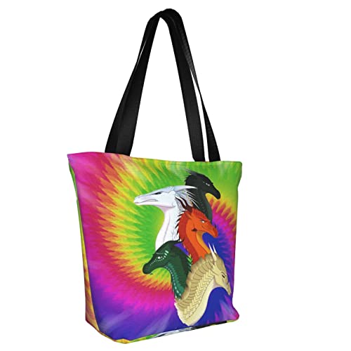 Wings#Dragon#Fire Women's Tote Bag Large Capacity Shoulder Handbag For School Travel Beach Shopping Business Work