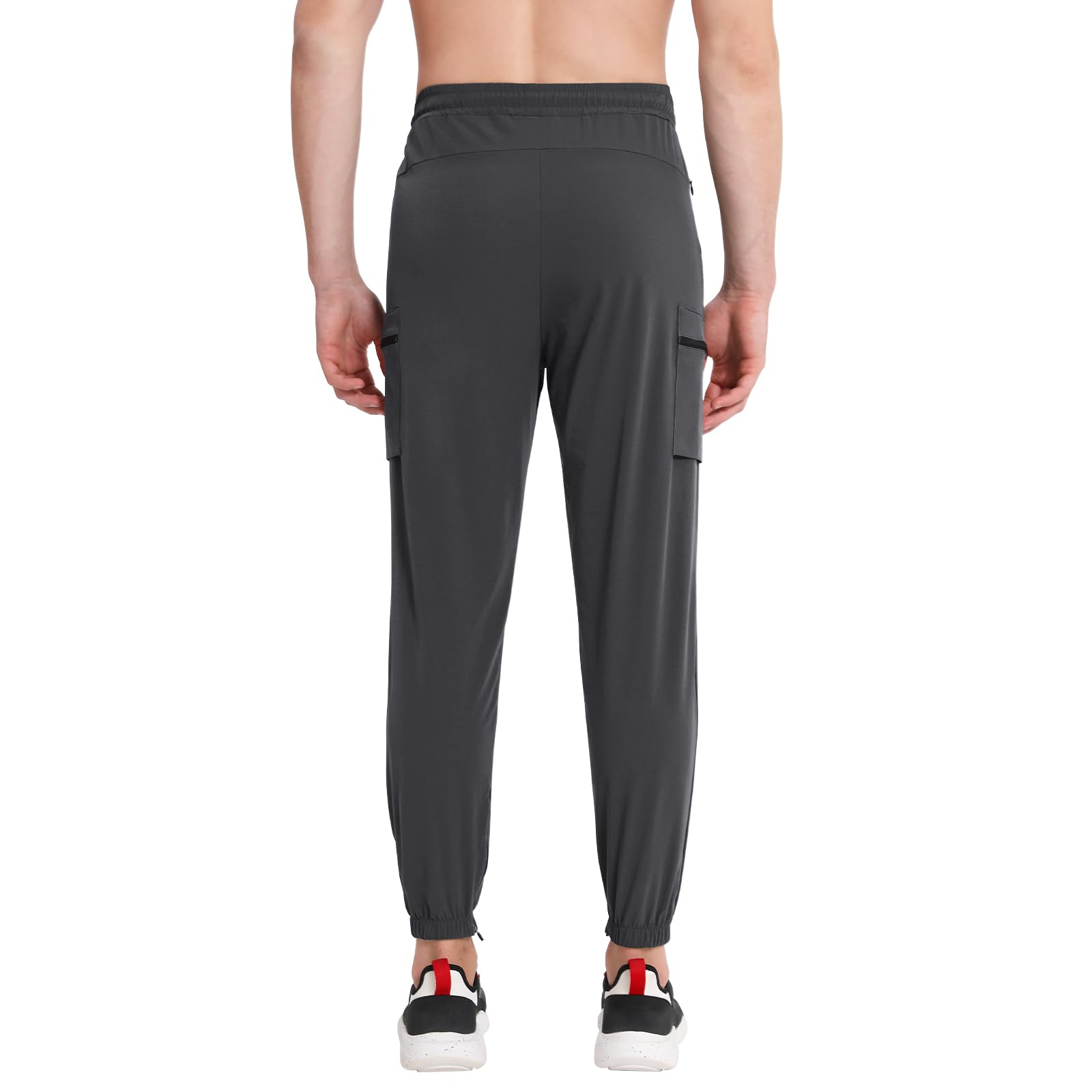 BROKIG Men's Joggers Lightweight Workout Pants Ankle Zip Gym Athletic Sports Running Sweatpants Men with Pockets(Dark Grey,Large)
